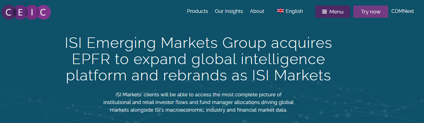 ISI Emerging Markets Group acquires EPFR | CEIC